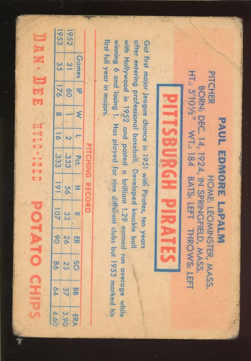 1954 Dan Dee Potato Chips Paul LaPalme G 4507 from BurlsSports.com