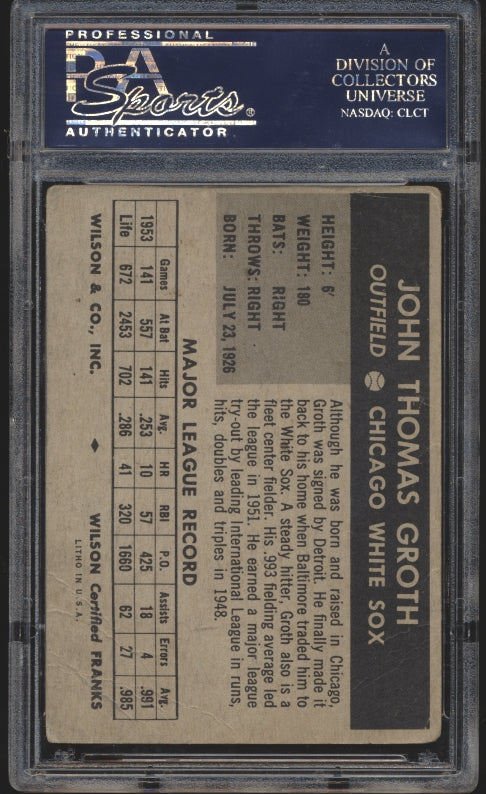 1954 Wilson Franks Johnny Groth PSA 1.5 – BurlsSports