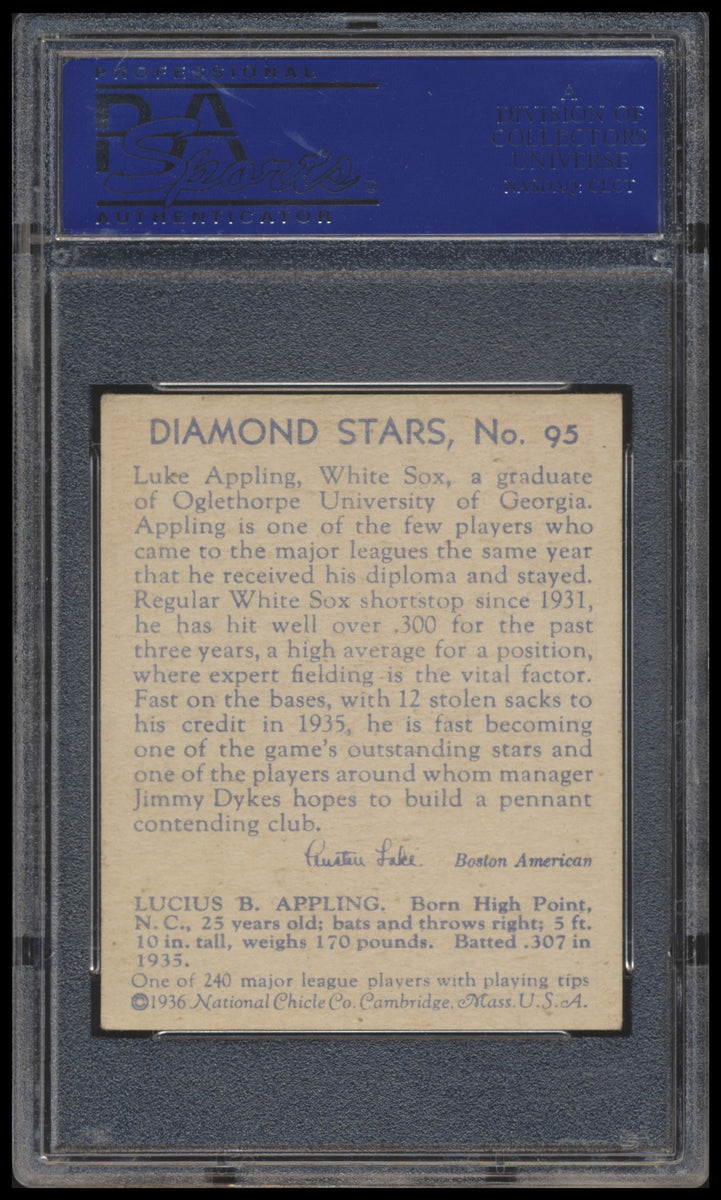 1934-36 Diamond Stars 95 Luke Appling PSA 5 EX – BurlsSports